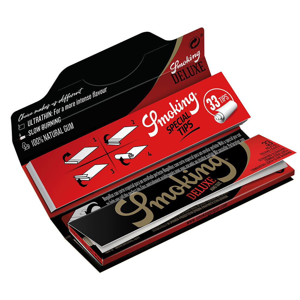 Smoking Deluxe Kingsize Papers + 33 Tips – Bull Brand